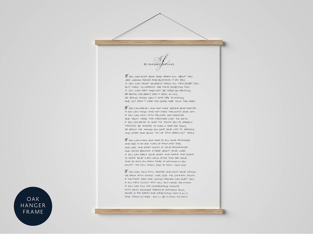 If by Rudyard Kipling Framed Poem Calligraphy Print Black and White ...
