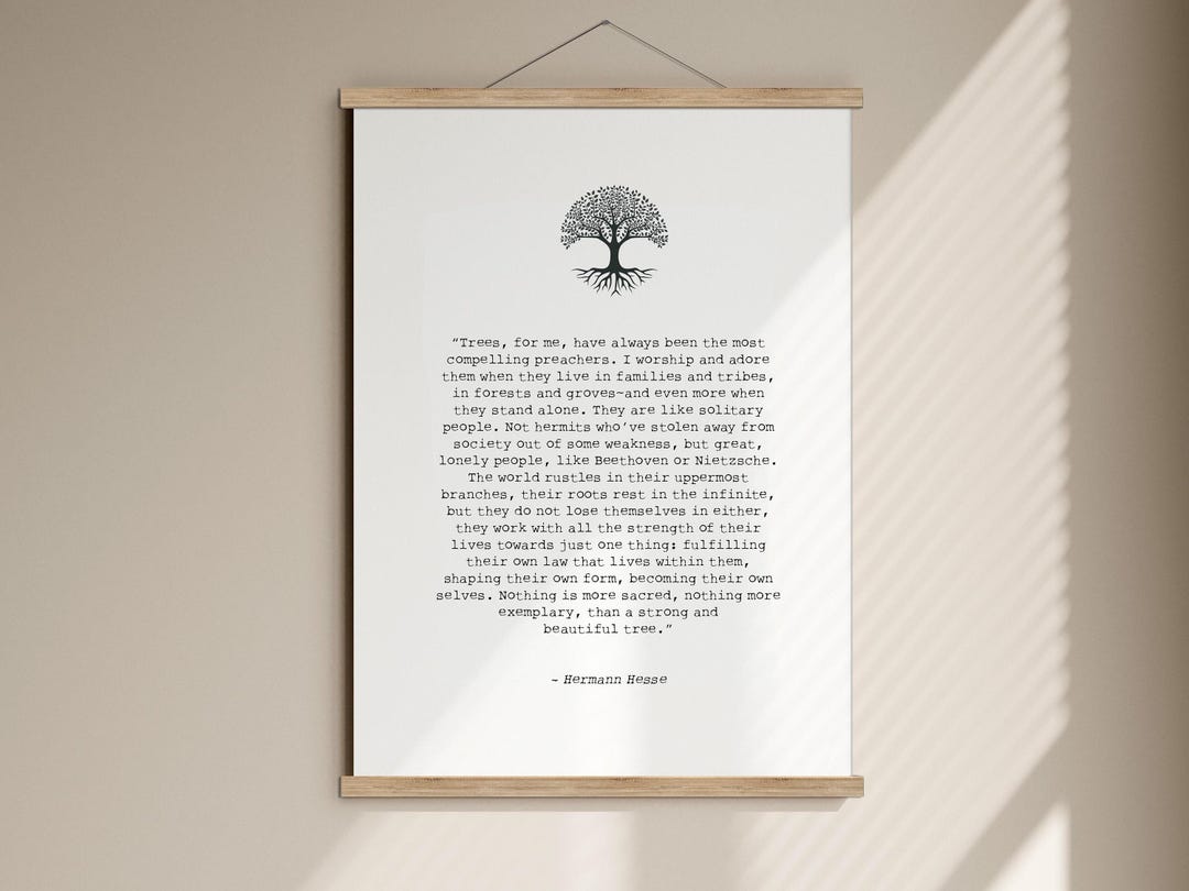 Tree Print - A Poem About Trees by Hermann Hesse - Framed Poster Oak ...