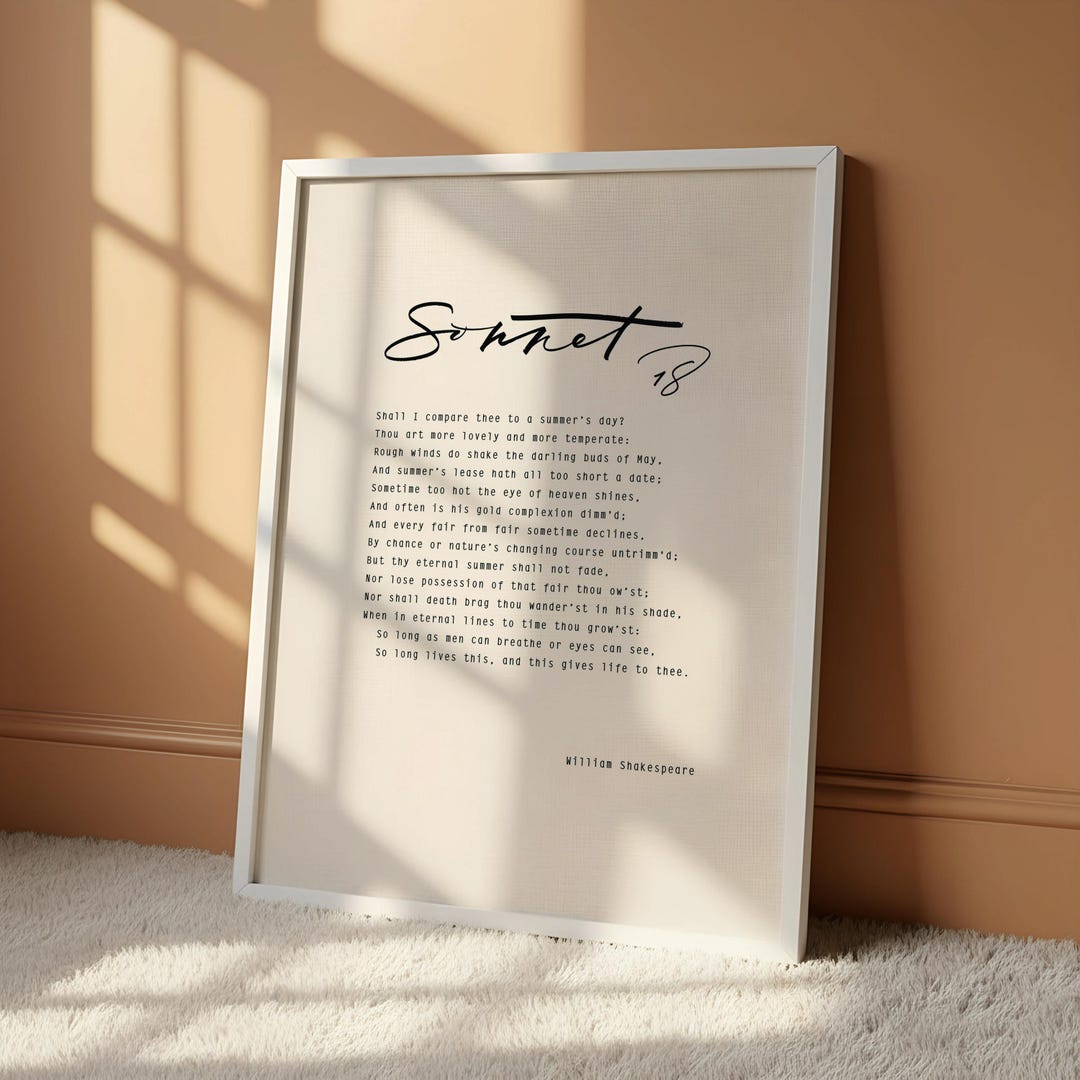 Shakespeare Sonnet 18 Print | Classic Poetry Wall Art - Etsy