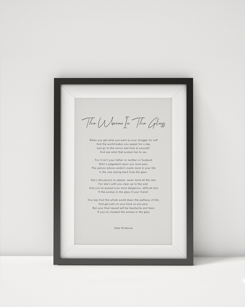 The Woman in the Glass Print Framed Poem by Dale Wimbrow - Etsy