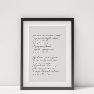 God Save Our Queen National Anthem Print English National Anthem Framed ...