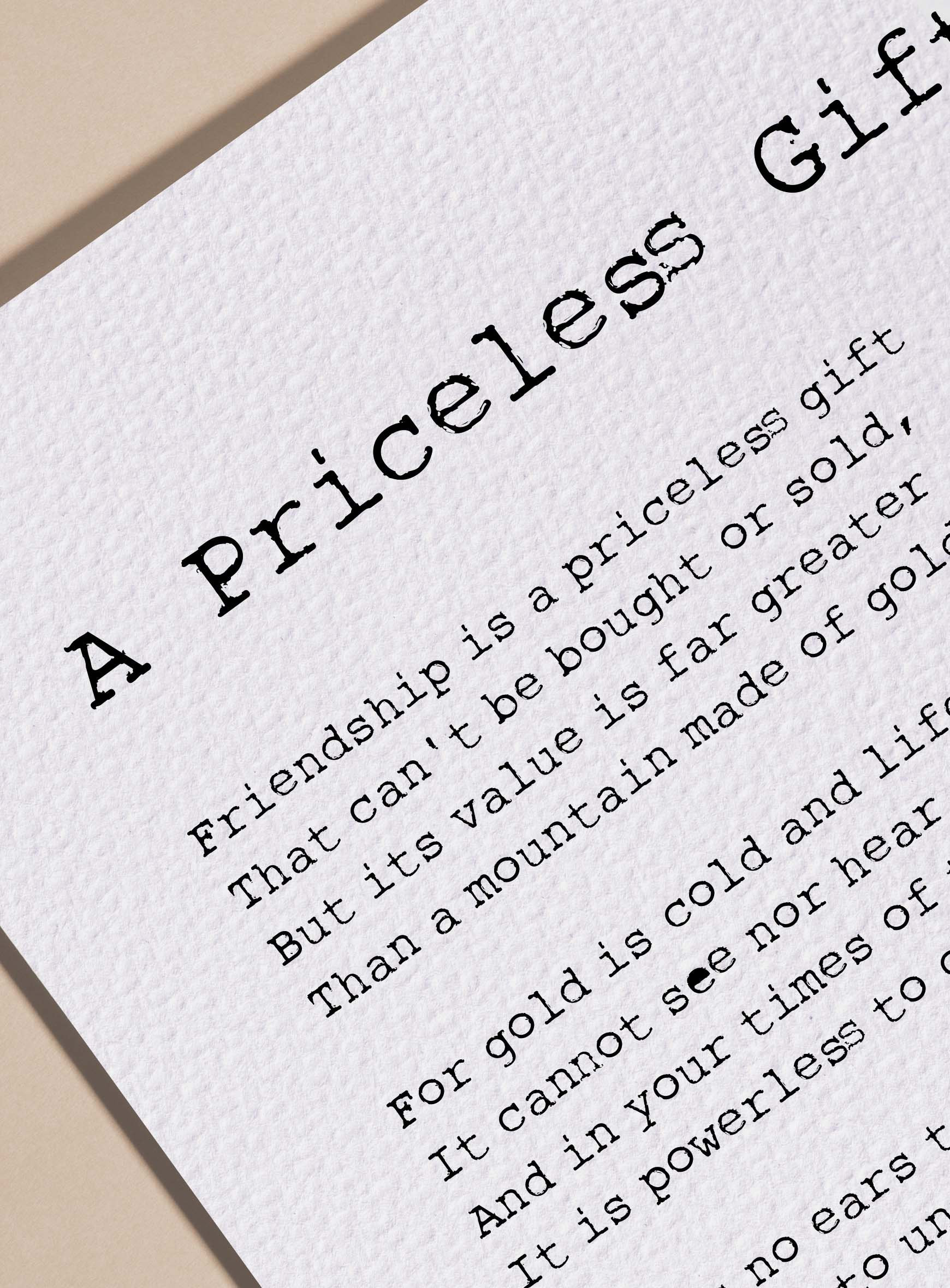Friendship Gift A Priceless Gift Bestie Poem Framed Poster - Etsy