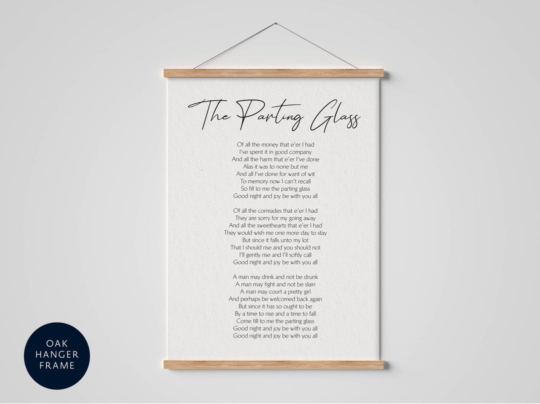 The Parting Glass Song Lyrics Print - Irish Poem, Framed Art - Etsy