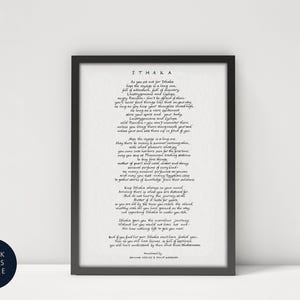 ITHAKA Print - Framed Ithaka Poem - Ithaka Poster by C.P. Cavafy Black ...