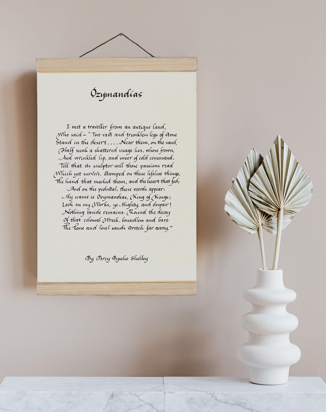 Ozymandias Print by Percy Bysshe Shelley Poem Framed Calligraphy ...