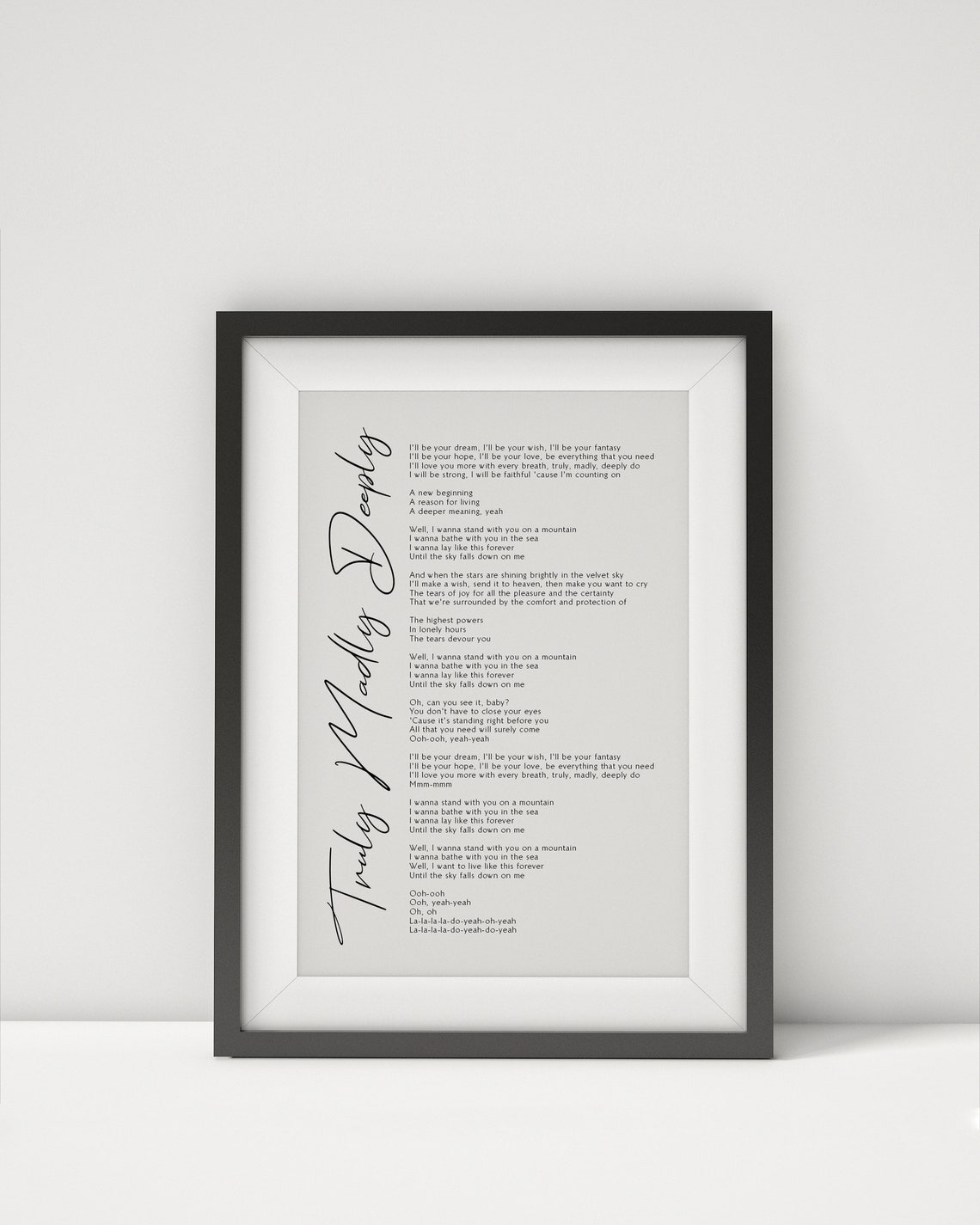 Truly Madly Deeply Song Lyrics Print by Savage Garden Truly - Etsy