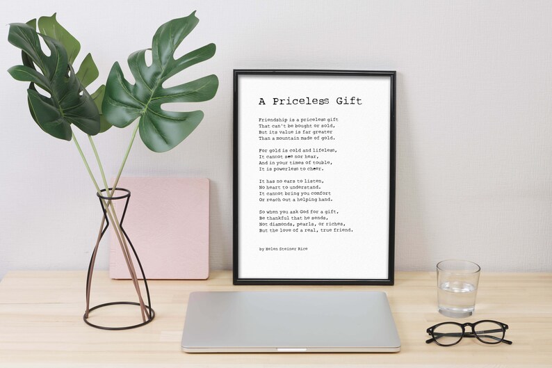 Friendship Gift A Priceless Gift Bestie Poem Framed Poster - Etsy