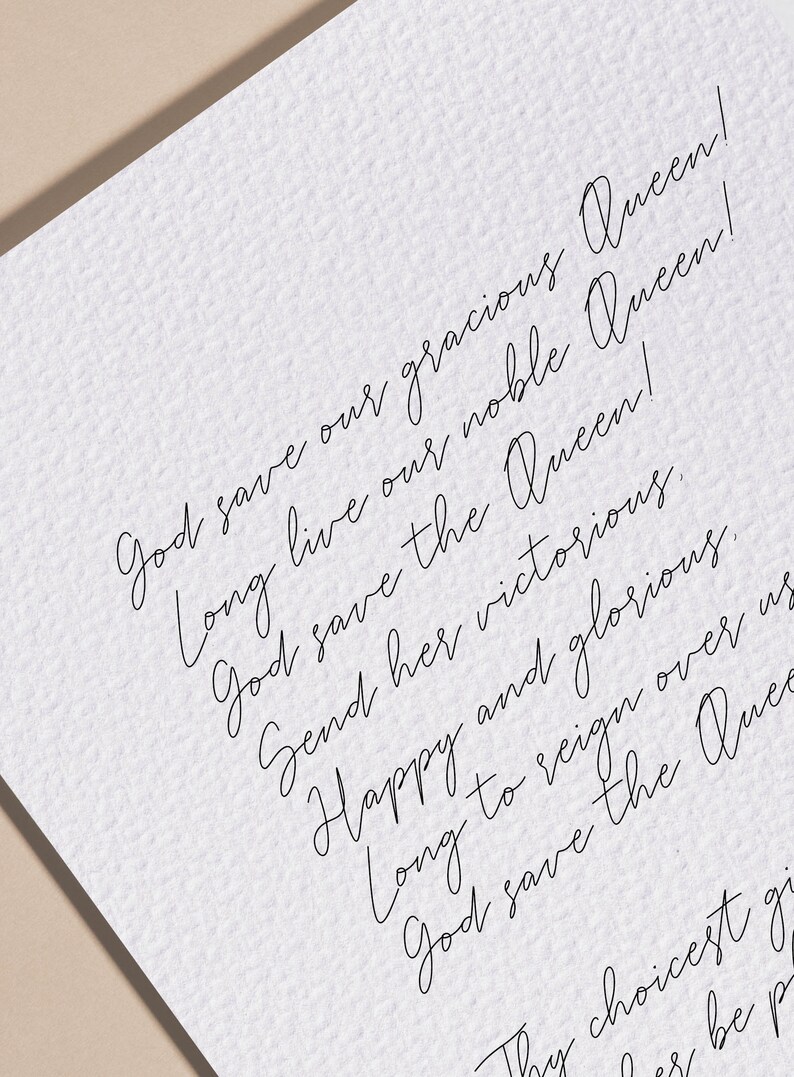 God Save Our Queen National Anthem Print English National - Etsy