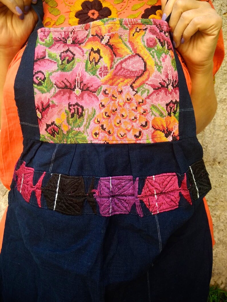 Mexican Peasant Apron Embroidered Flowers Black Apron - Etsy