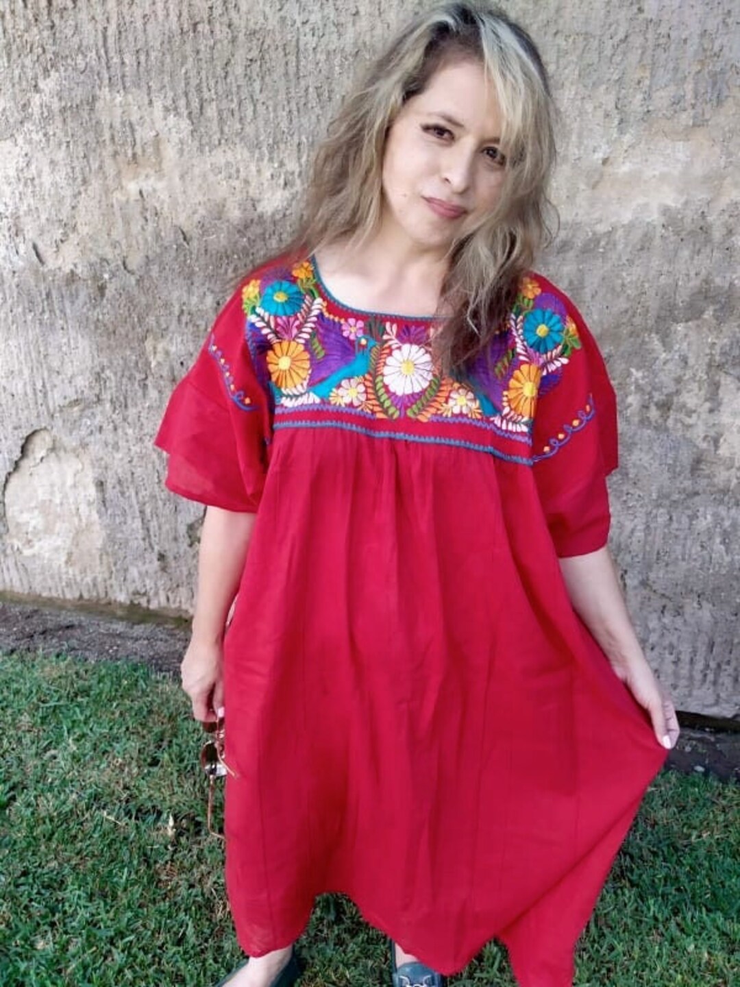 4XL. RED TUNIC. Mexican Embroidered Dress for Women. Boho Dress ...