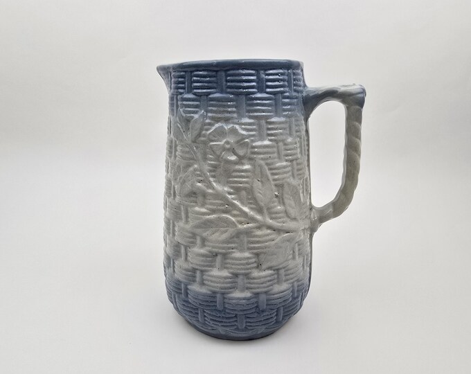 Antique Brush Mccoy Blue and White Morning Glory Basketweave Salt Glaze ...