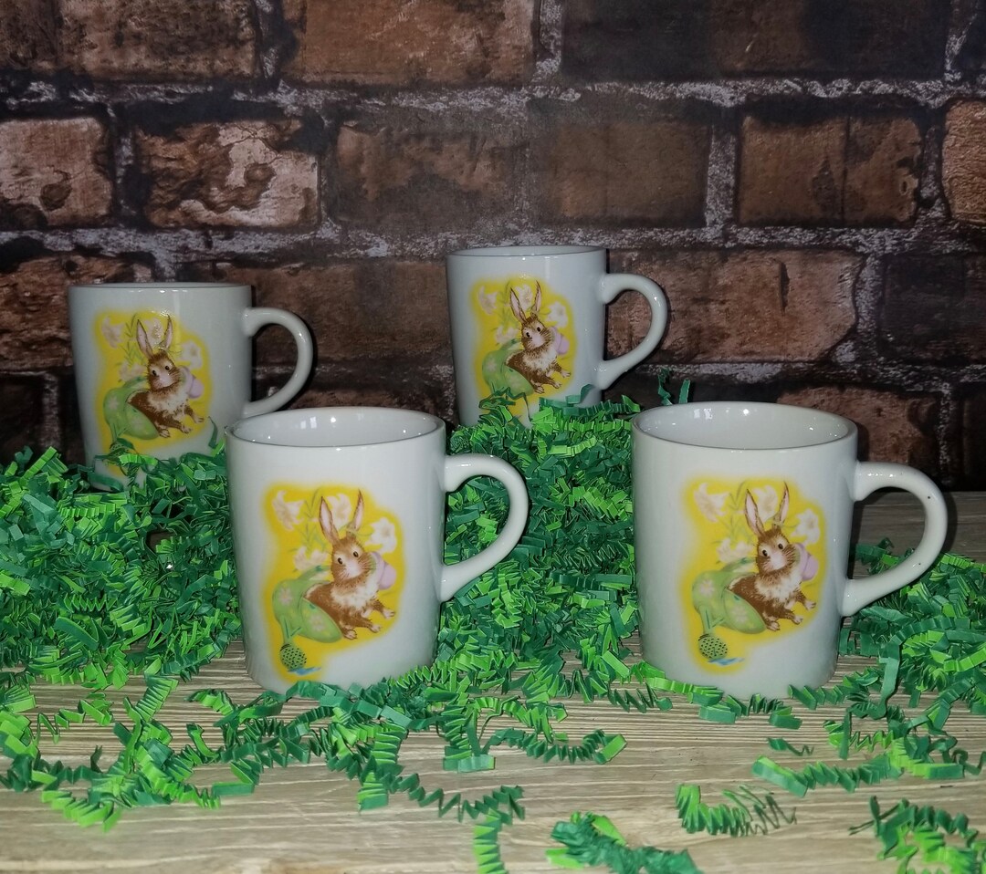 Vintage Bunny Rabbit Mugs Set of 4, Easter Mugs, Peter Rabbit Mugs ...