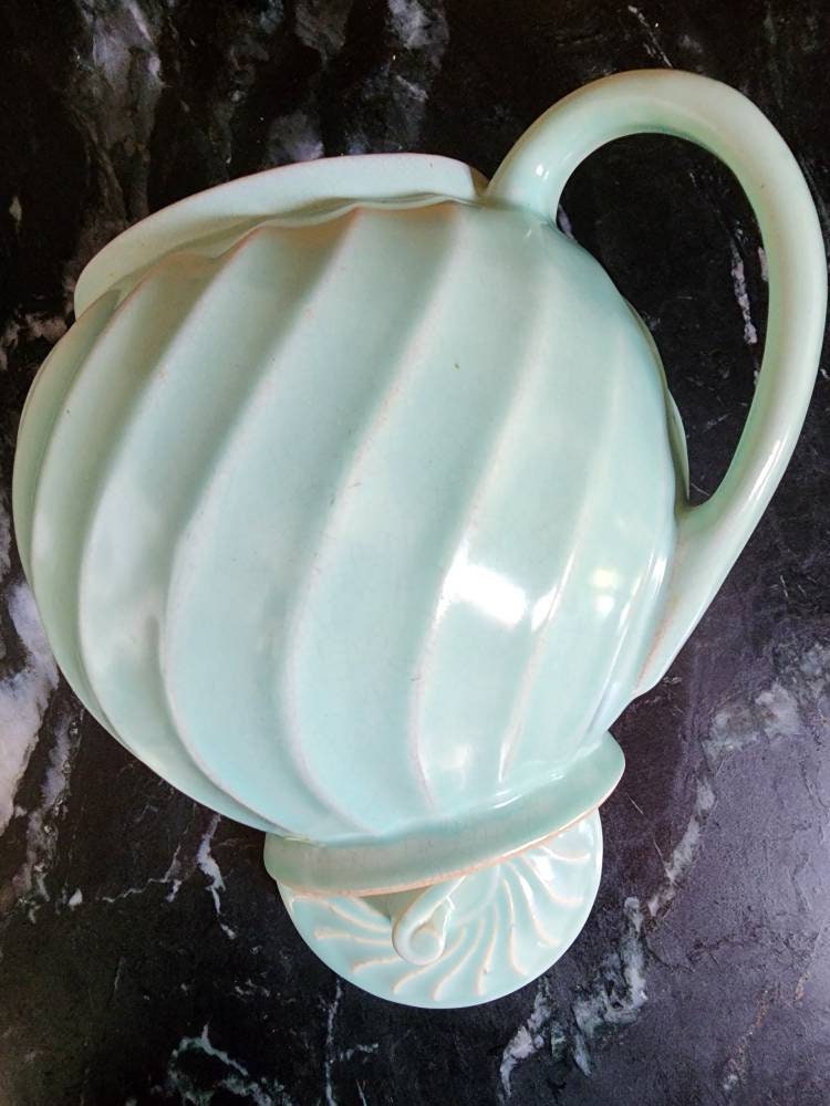 Vintage Light Green Pottery Swirl Teapot, Made in USA Aqua Teapot - Etsy