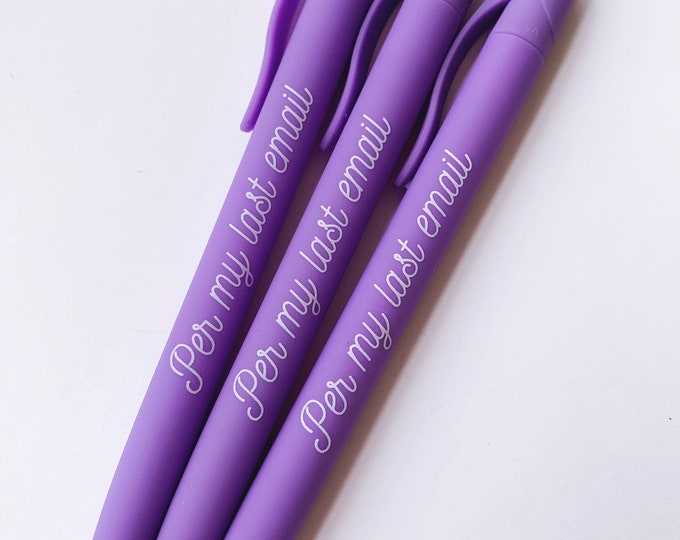 Pens | per My Last Email | 3 Pack | Sleek Write Rubberized Pen ...