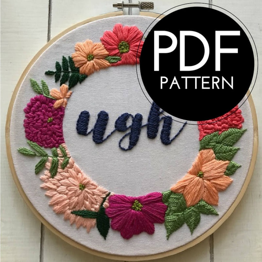 Digital Hand Embroidery Pattern Ugh Design Digital PDF Download ...