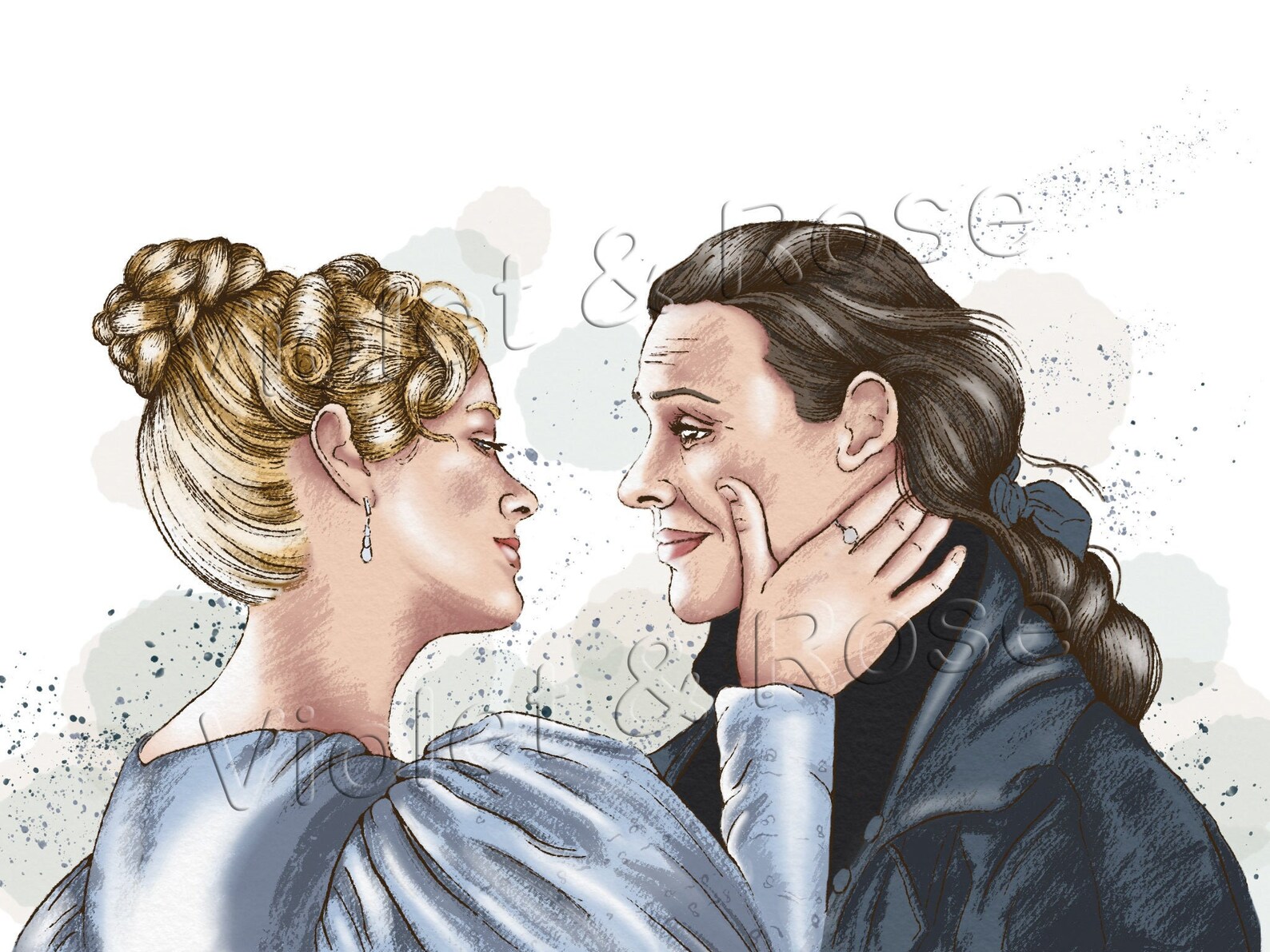 Gentleman Jack Anne Lister Hilltop Scene Kiss Inspired Illustration ...