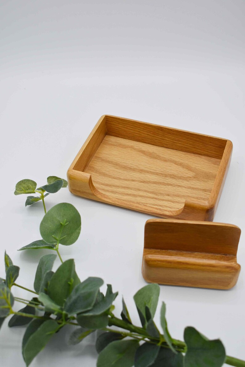 Vintage Set of Wooden Office Organizers for Post Its and | Etsy