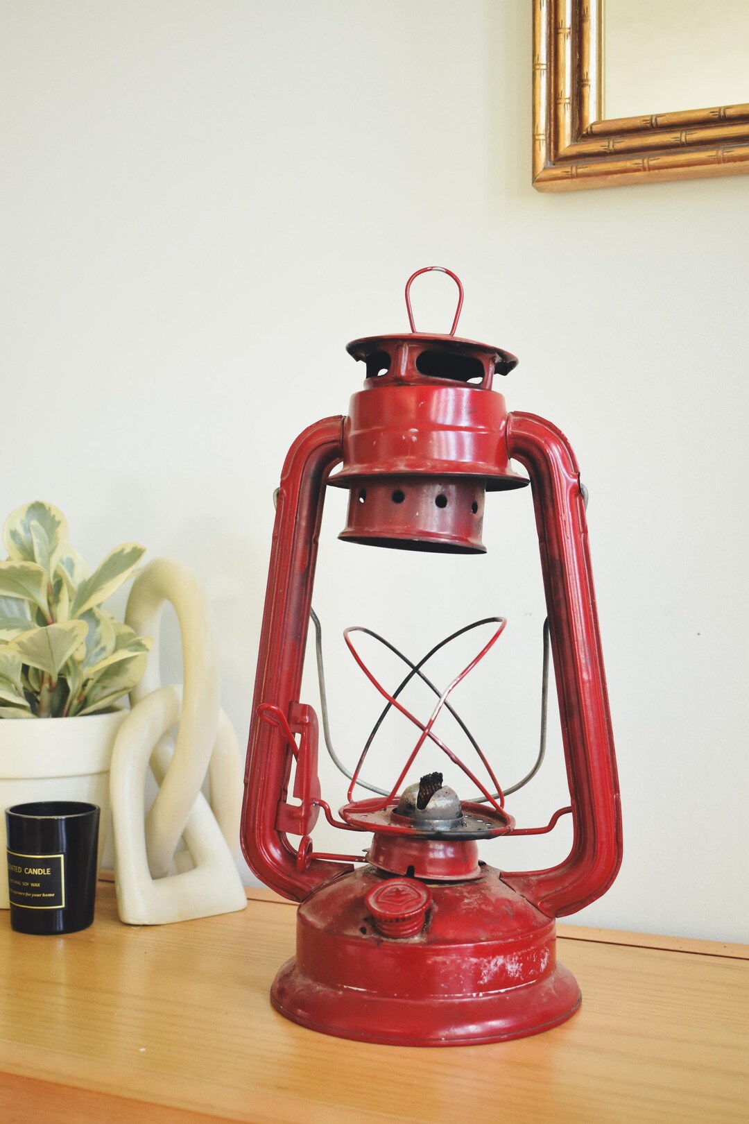 Vintage Red Metal Lantern for Holiday Decor - Etsy