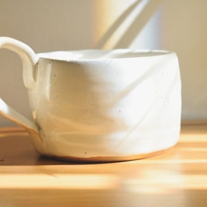 Neutral Creamy White Studio Pottery Mug With a Minimalistic - Etsy