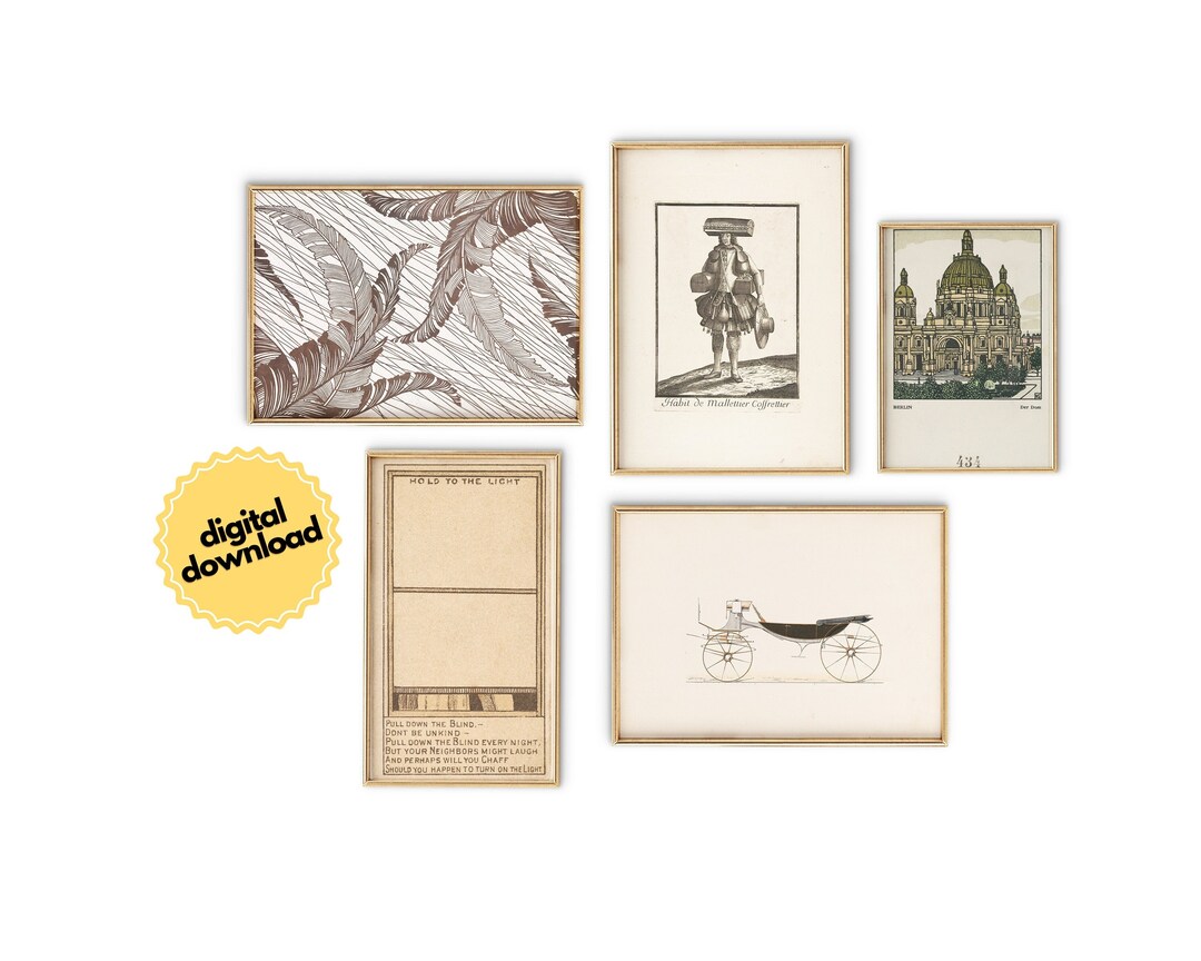 Vintage Set of 5 Minimalistic Eccentric Prints - Digital Download - Etsy