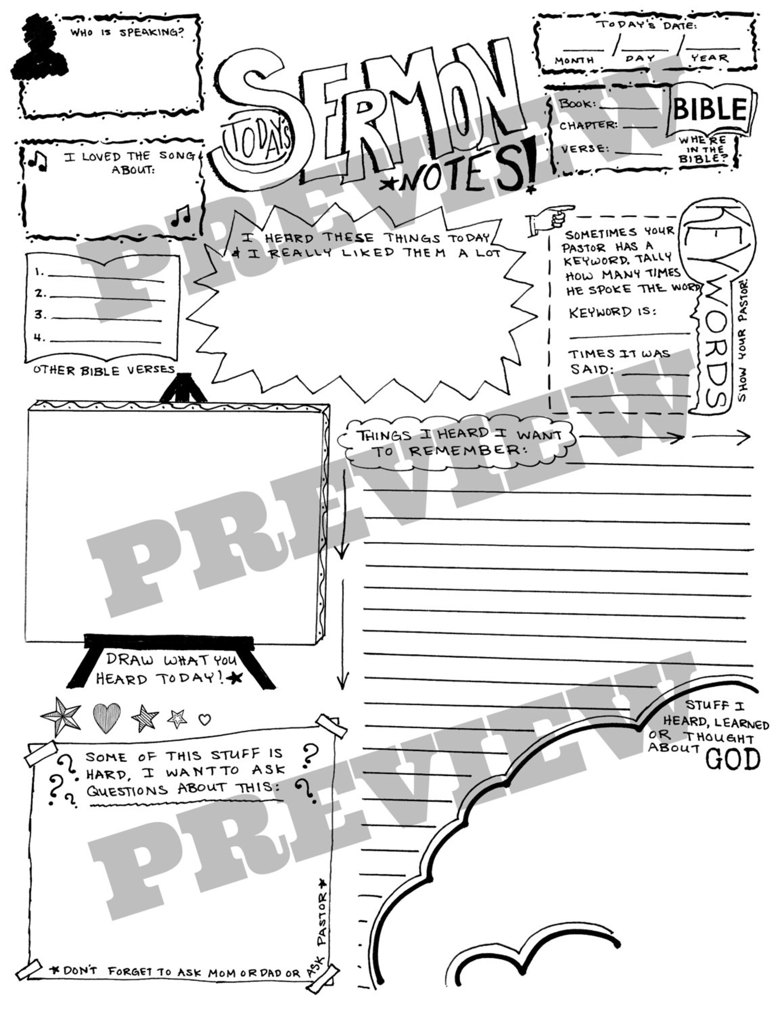 Sermon / Worship Notes for Kids of All Ages - Etsy