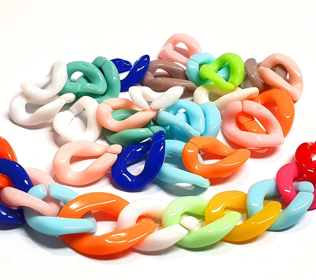 Plastic Chain 1 Meter Link Chain Curb Chain Twist 19mm Colorful C Clips ...