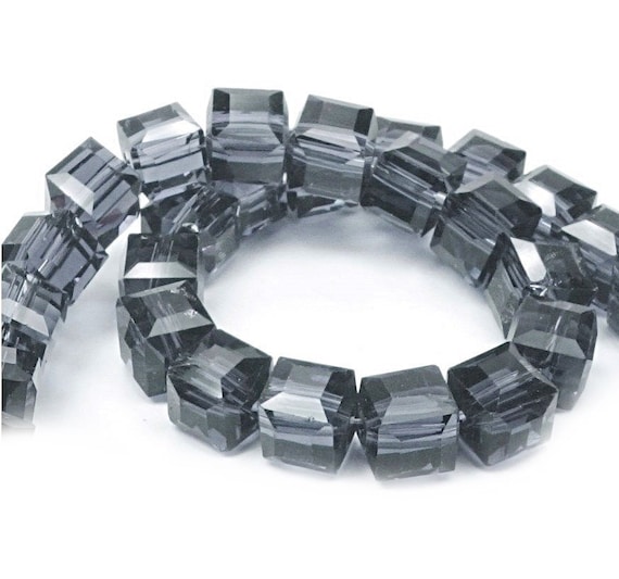 25 Cubes 4mm Dark Grey Glass Beads Faceted Bohemian Czech | Etsy