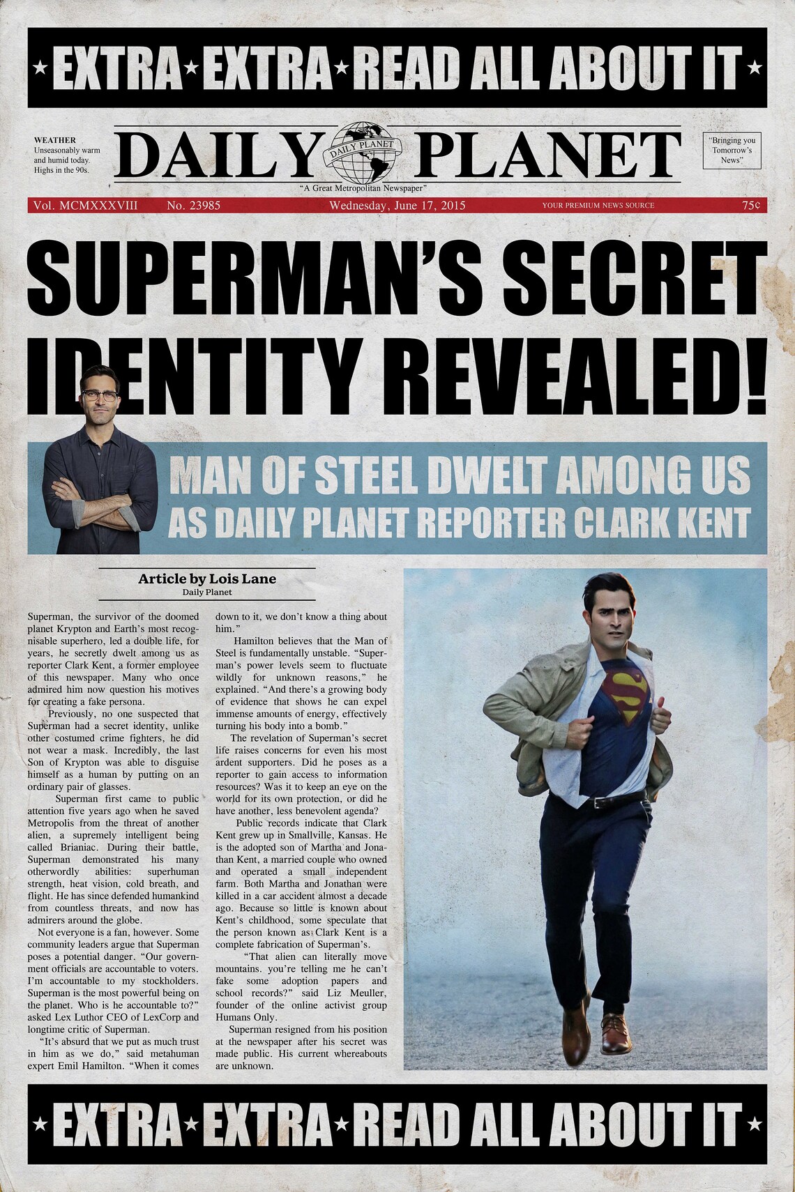 Superheroes Identity Revealed Newspaper Article 20 Inch X 30 Inch ...