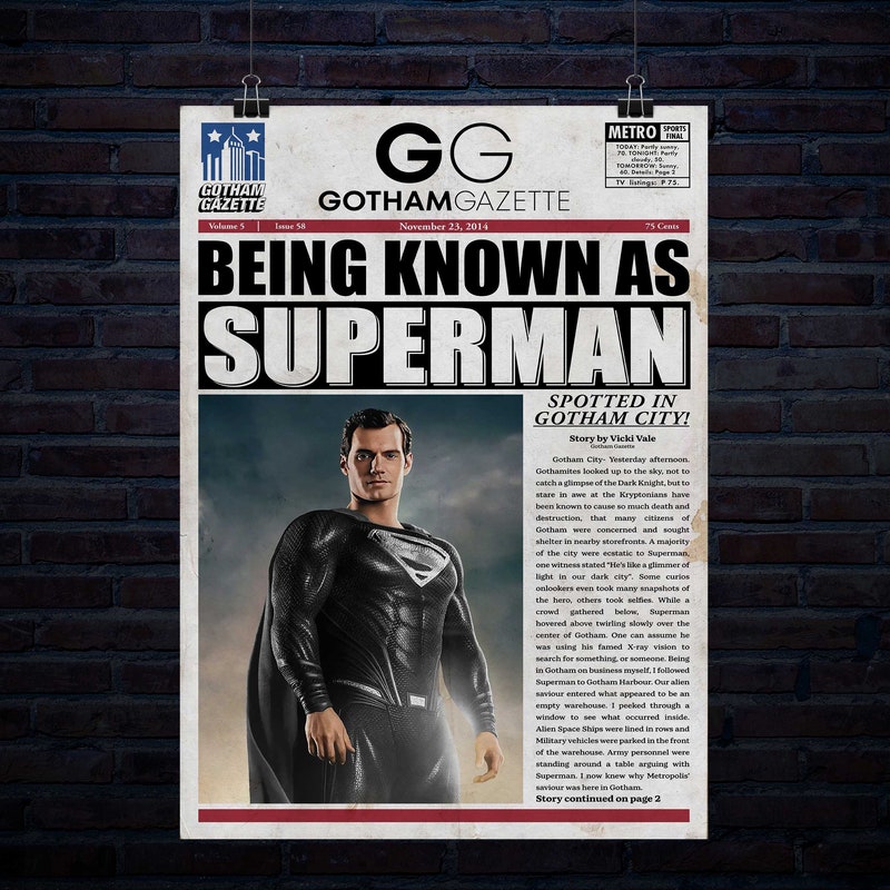 Superhero Newspaper Invitation - Etsy