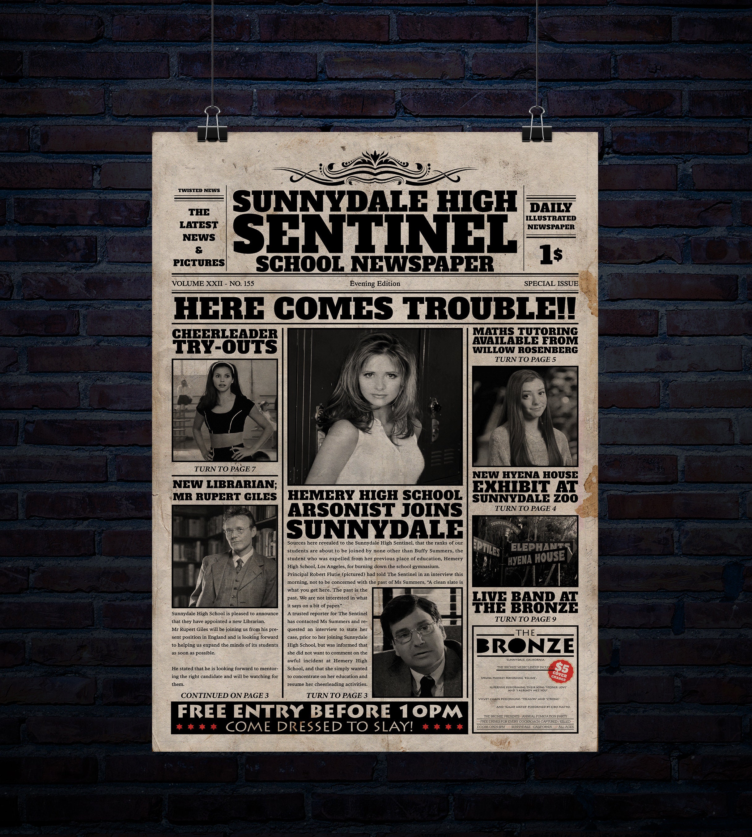 Here Comes Trouble Newspaper Article 20 Inch X 30 Inch 300dpi Poster ...