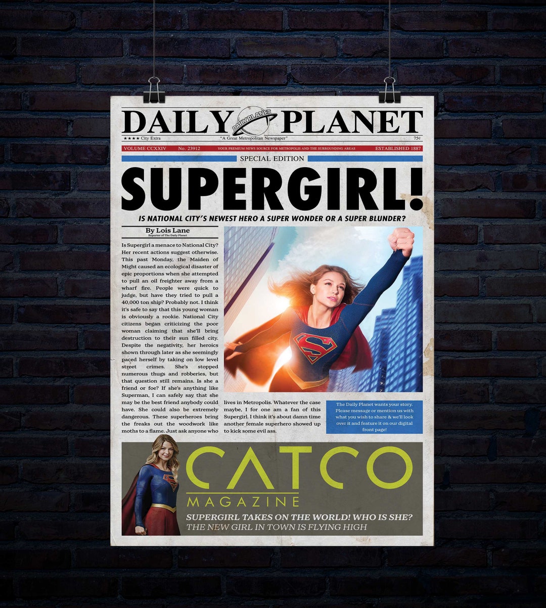 City's Newest Hero Newspaper Article 20 Inch X 30 Inch 300dpi Poster ...