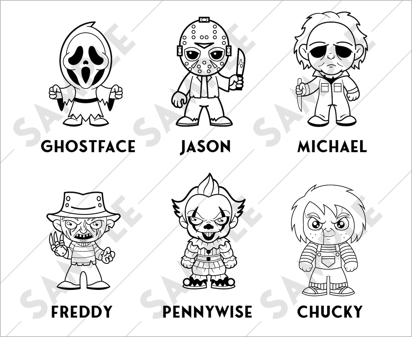 Halloween Horror Movie Killers Chibi Characters Scream - Etsy France