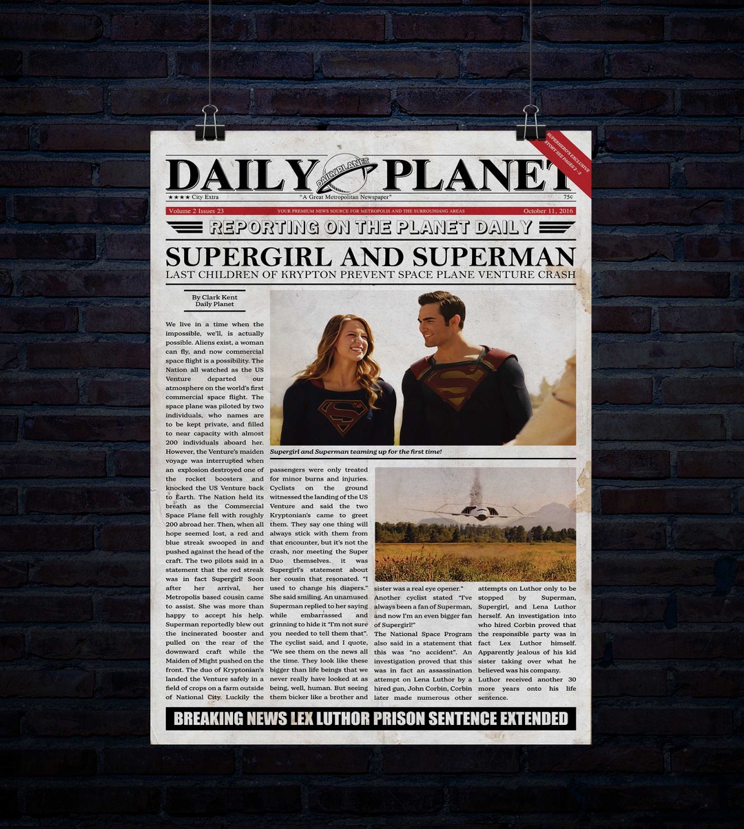 Last Children of Dying Planet Save Plane Newspaper Article 20 Inch X 30 ...