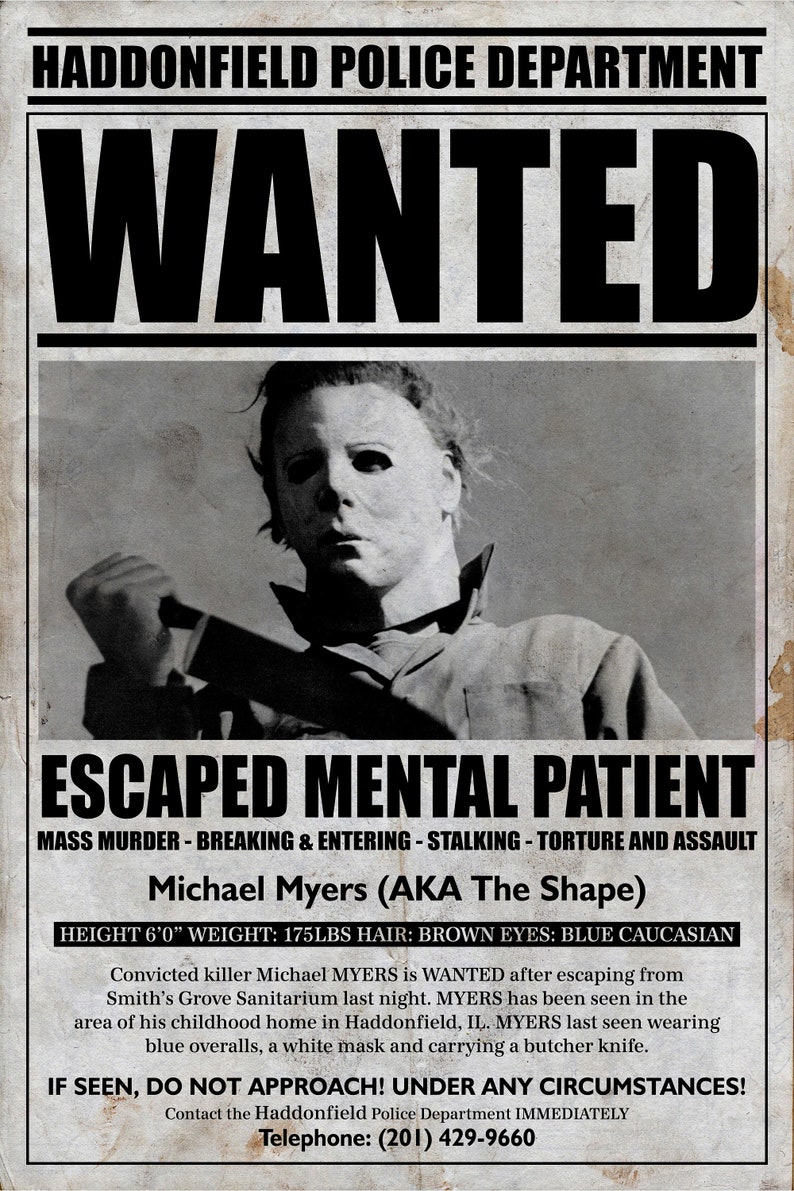 Michael Killer Wanted 20 Inch X 30 Inch 300dpi Poster Digital Download ...