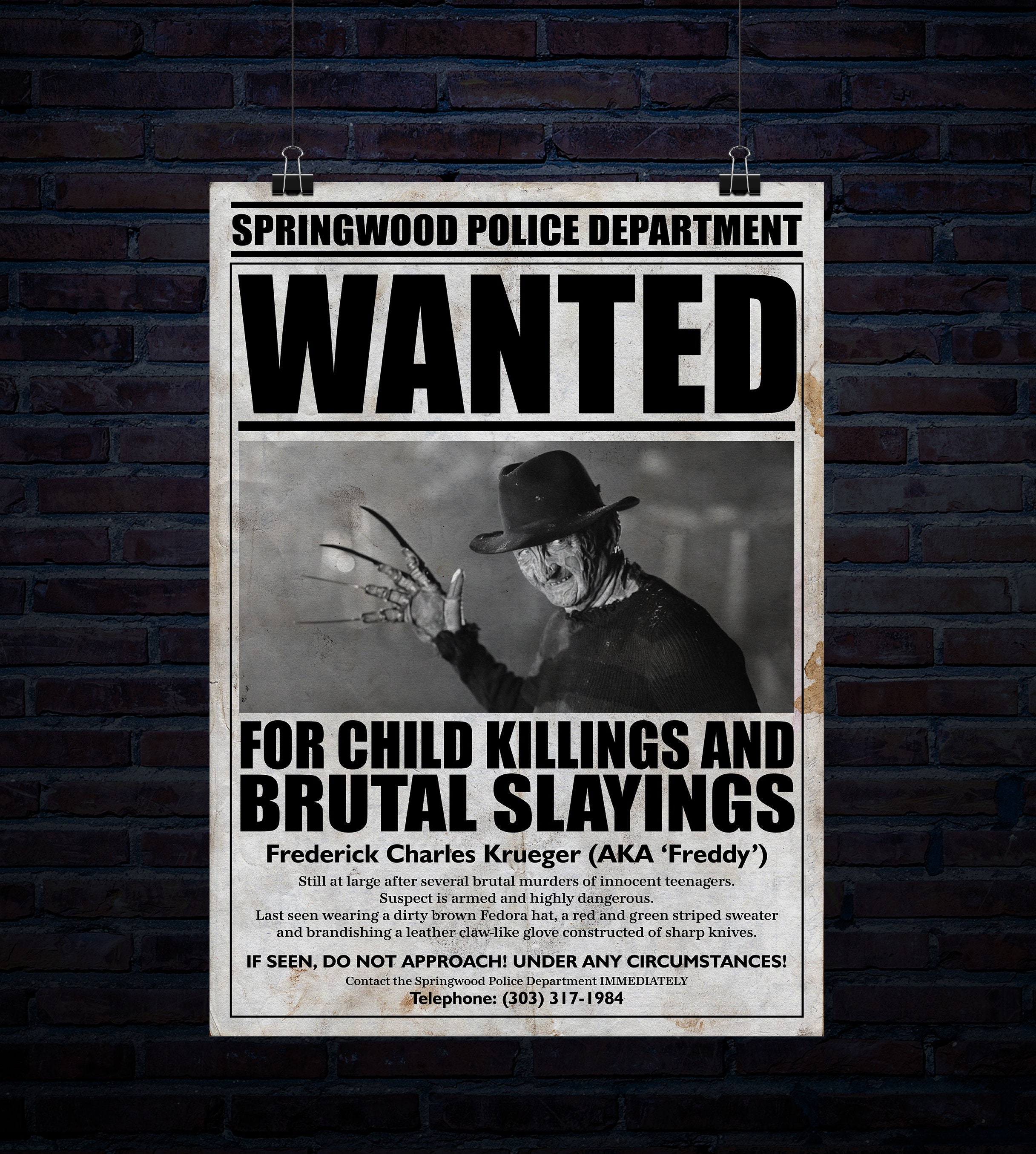 Frederick Krueger Wanted 20 Inch X 30 Inch 300dpi Poster Digital ...