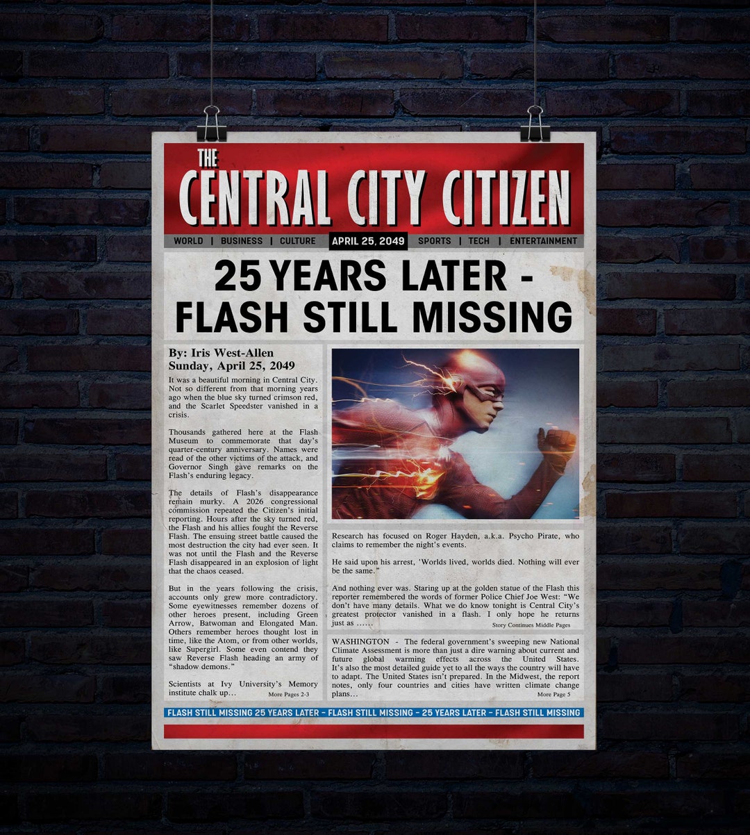 Hero Still Missing Newspaper Article 20 Inch X 30 Inch 300dpi Poster ...