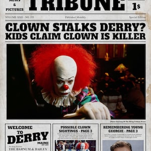 Clown Sightings Newspaper Article 20 Inch X 30 Inch 300dpi Poster ...