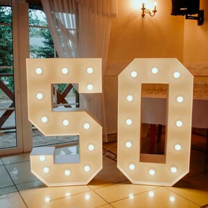 50th Birthday Light up Numbers Set: Large 3D Marquee LED Digits for ...