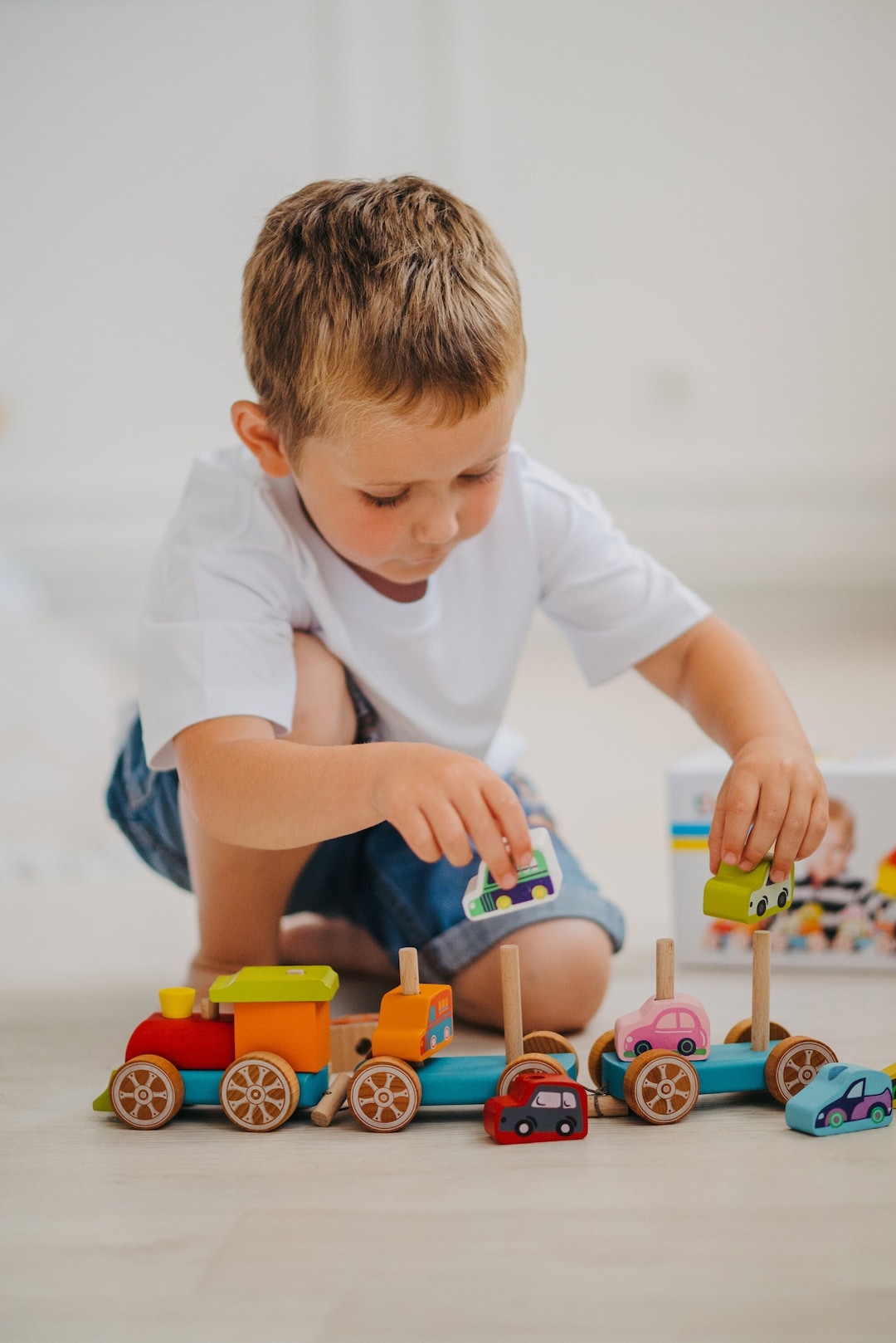 Toy Wooden Train, Railway Locomotive Train, Montessori Toy, Sensory ...