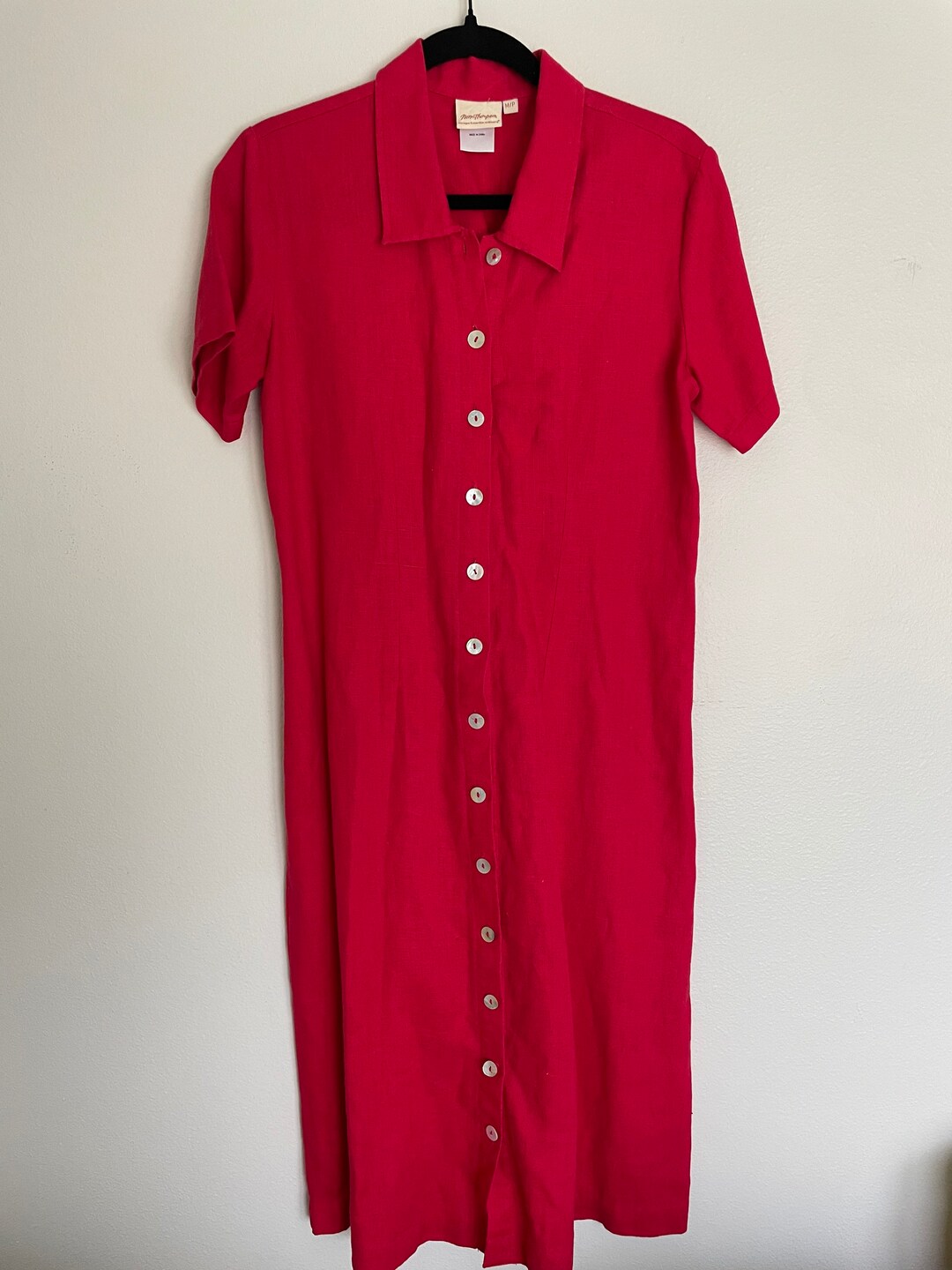 Vintage Red Button-down Dress Ws Medium - Etsy