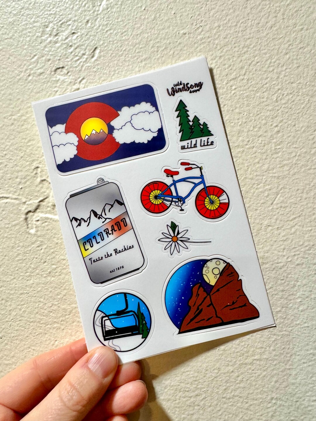 Colorado Themed Love Sticker Sheet With Ski Lift, Evergreen Trees, Bike ...