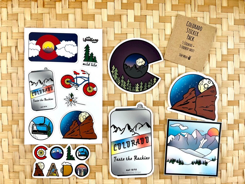 Colorado Sticker Pack, Mountain Souvenir, Waterproof Vinyl Decals - Etsy