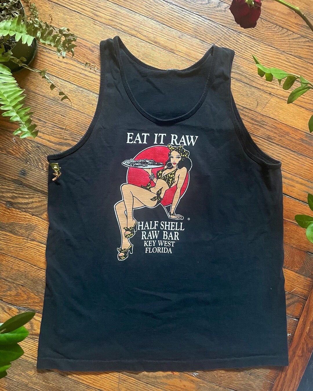 Eat It Raw 1990s Single Stitch Half Shell Raw Bar Key West Mens L Black ...