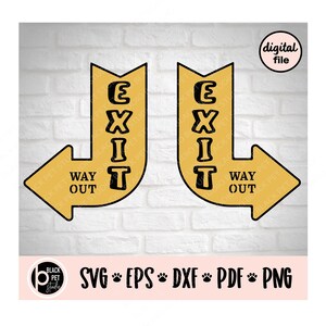 Exit Sign Svg - Wall Decal SVG - Multilayer SVG - Vector File - Pdf ...