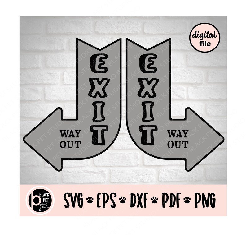 Exit Sign Svg - Wall Decal SVG - Multilayer SVG - Vector File - Pdf ...