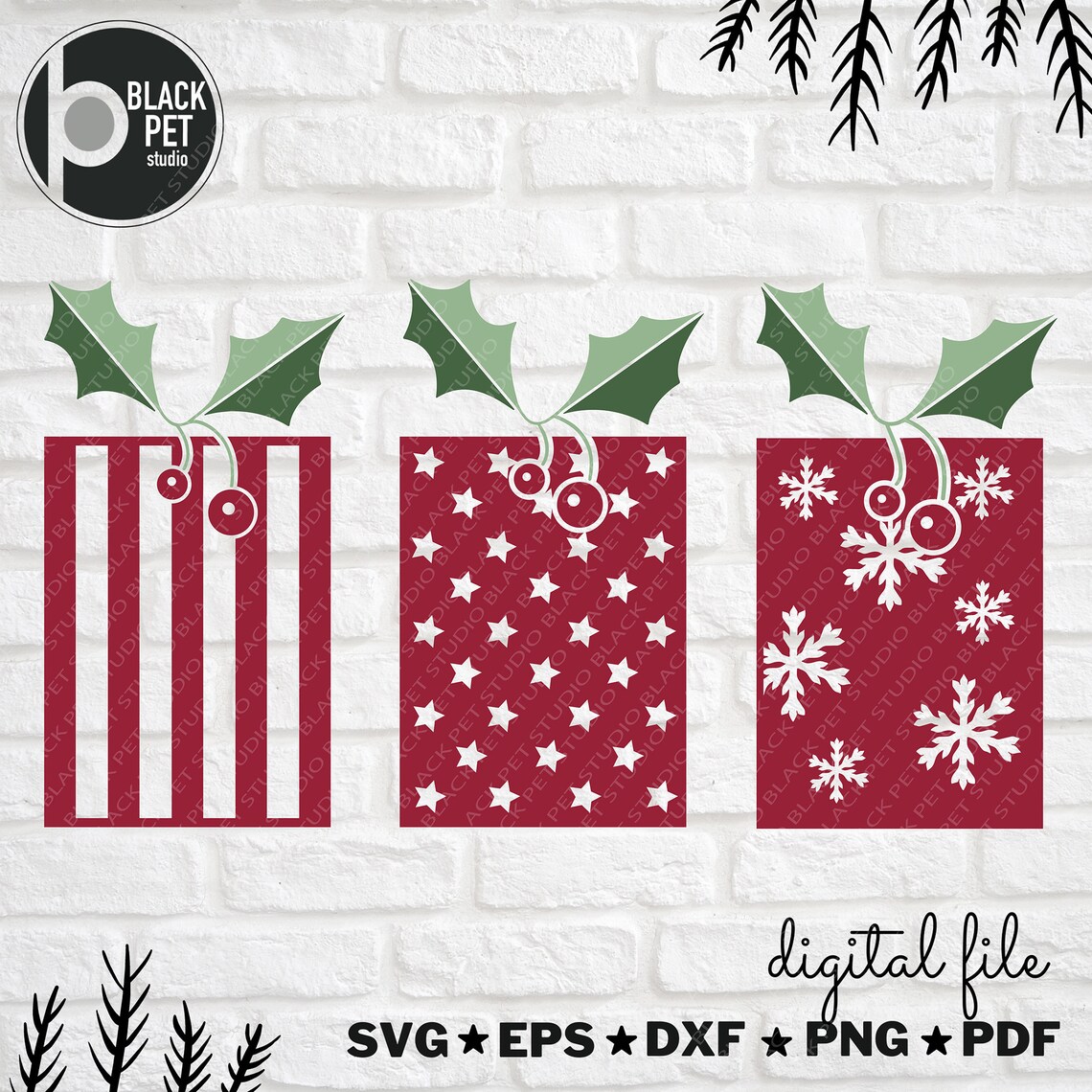 Christmas Gift Box Svg - Christmas Bundle Svg - - Christmas Decor Svg ...