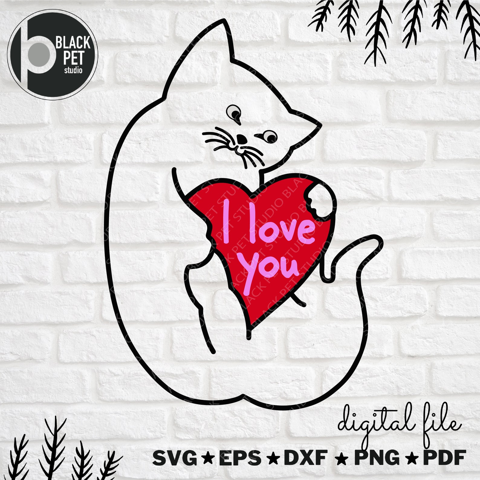 Cat With Heart Svg - Valentine Shirt Svg - Love Svg Cut File - Cat ...
