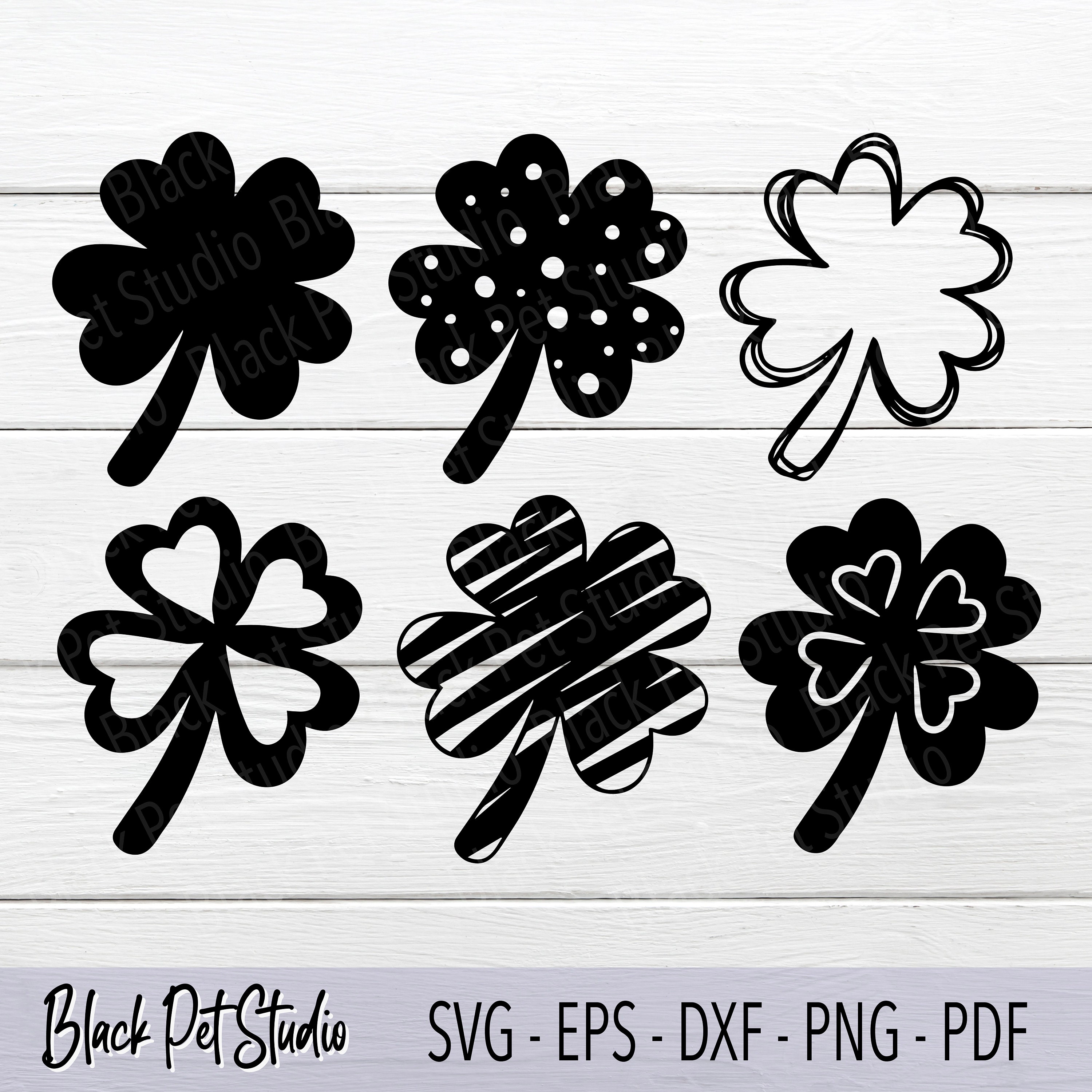 Four Leaf Clovers Svg - Clovers Svg Bundle - St Patricks Day Svg - Png ...
