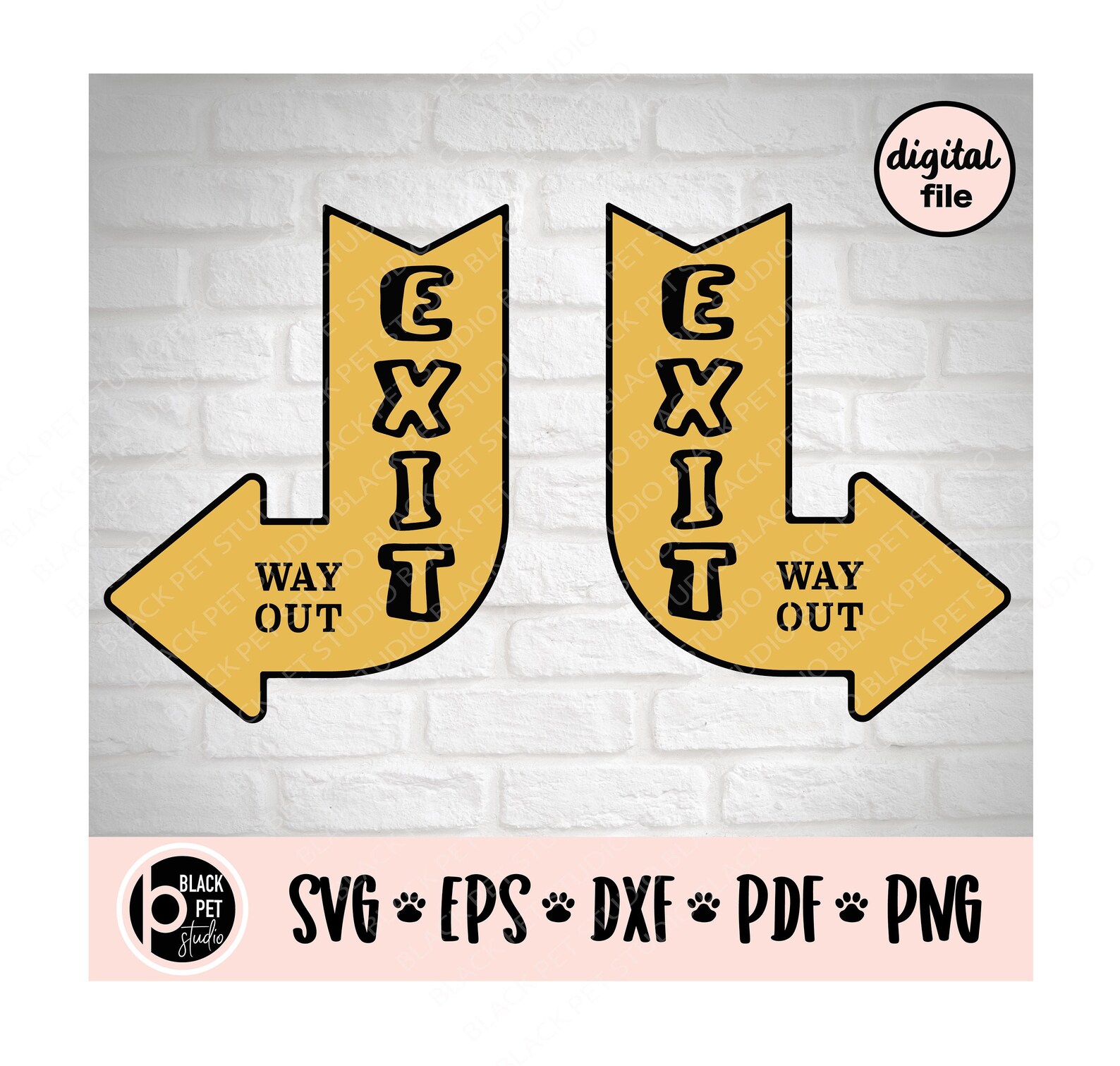 Exit Sign Svg - Wall Decal SVG - Multilayer SVG - Vector File - Pdf ...