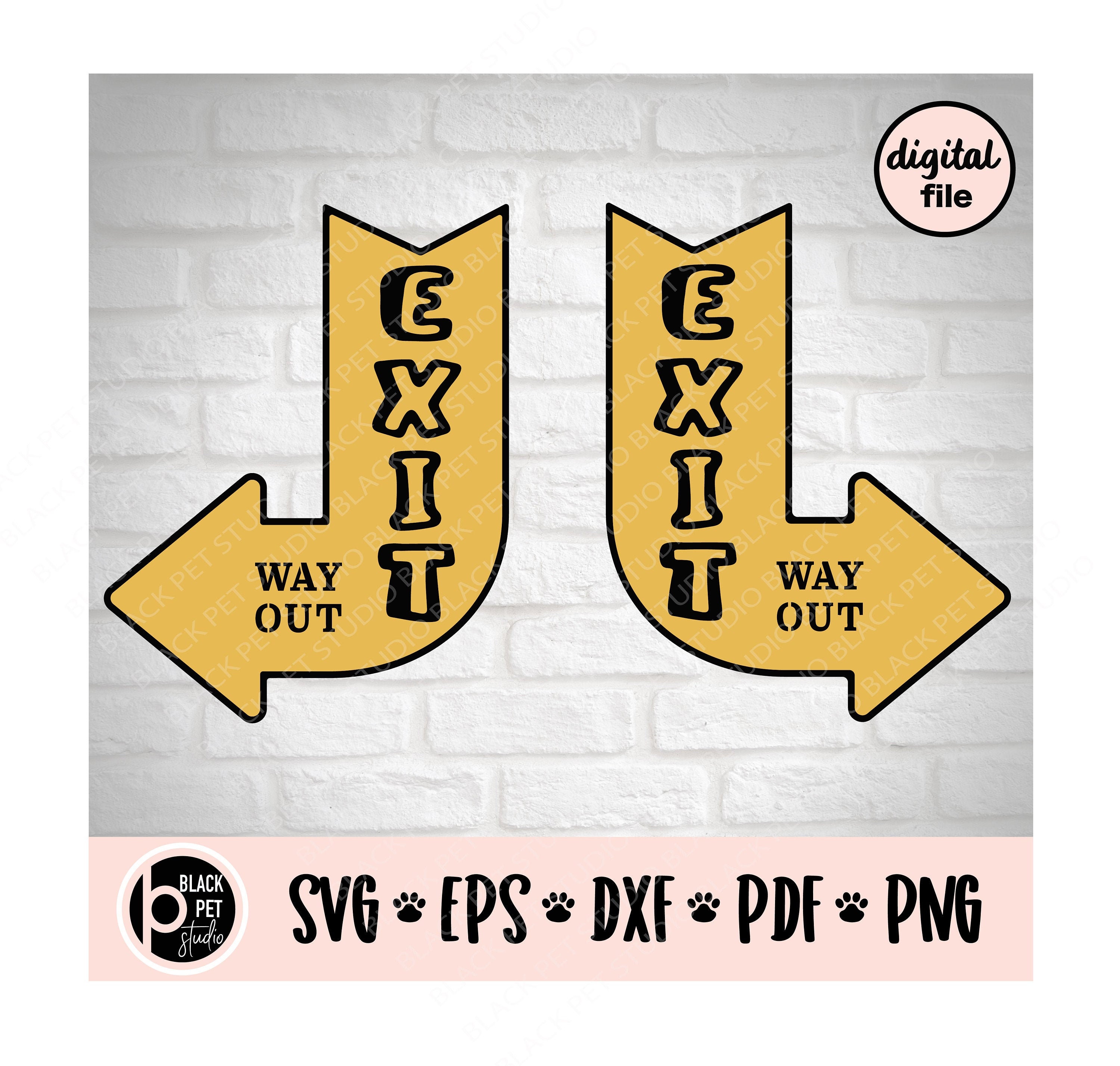 Exit Sign Svg - Wall Decal SVG - Multilayer SVG - Vector File - Pdf ...